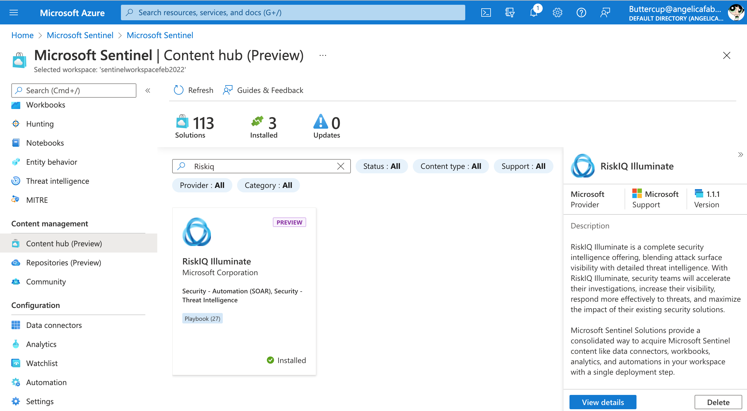 RiskIQ Illuminate Content hub solution within Microsoft Sentinel – My ...