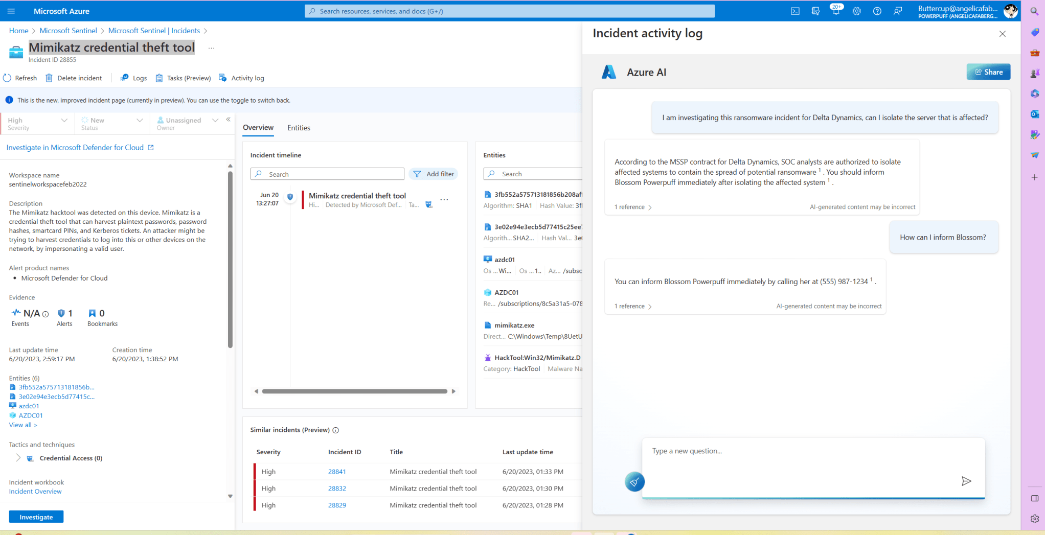 Investigation suggestions from related incident comments & a SOC ...