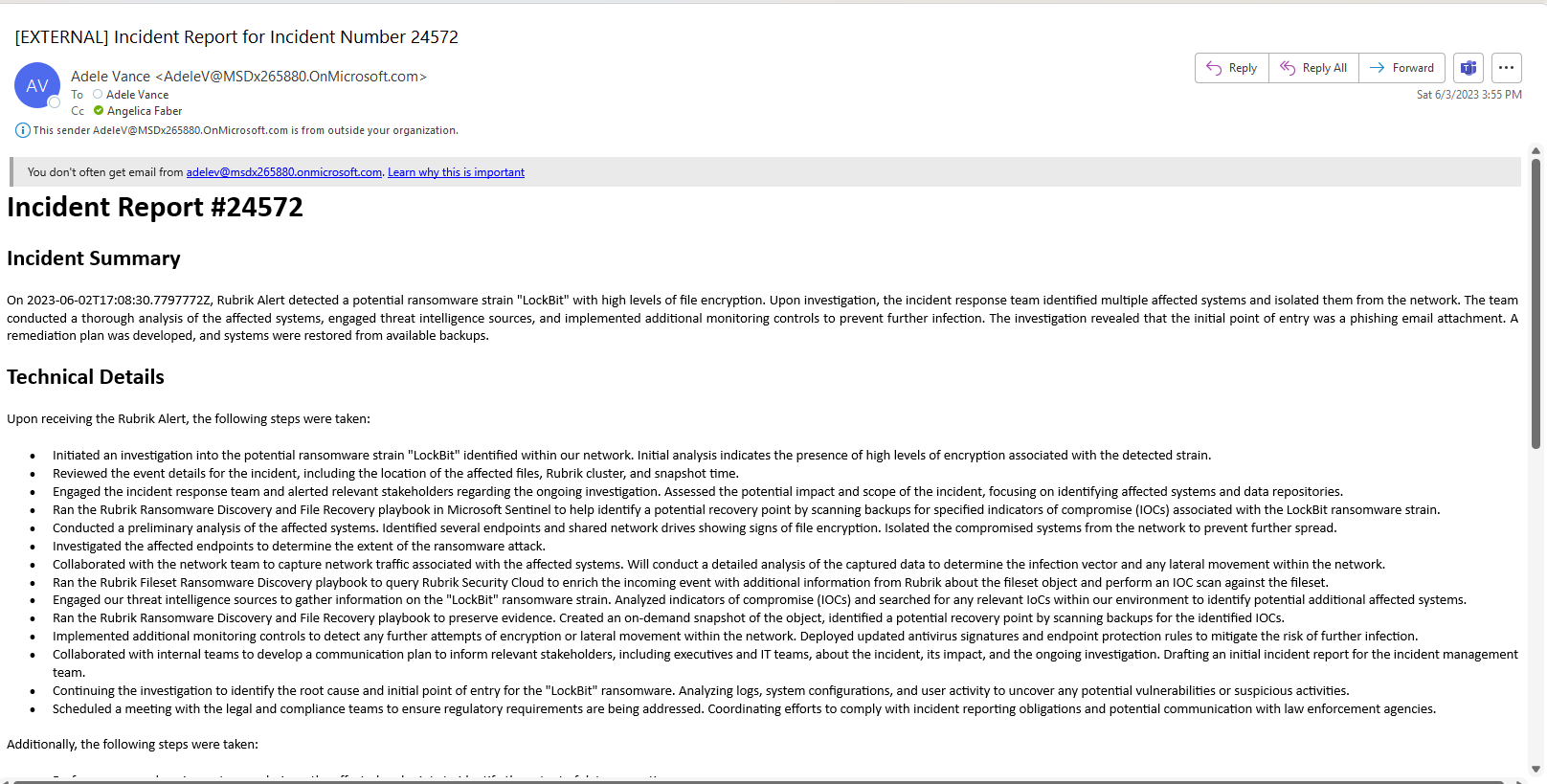 Sentinel Incident Report using Azure OpenAI – My Faber Security